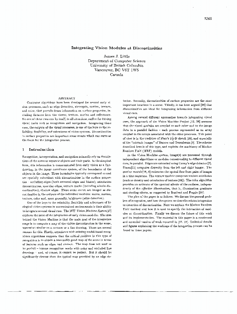 Integrating Vision Modules at Discontinuities | IEEE Conference ...
