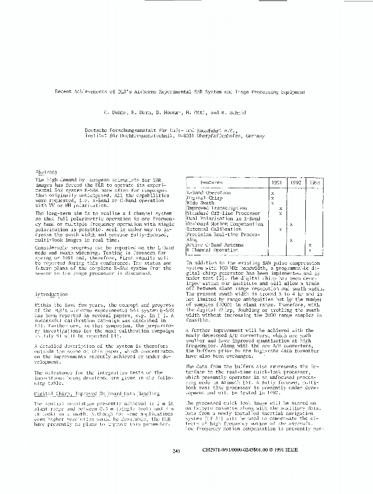 Recent Achievements Of DLR's Airborne Experimental SAR System And Image ...
