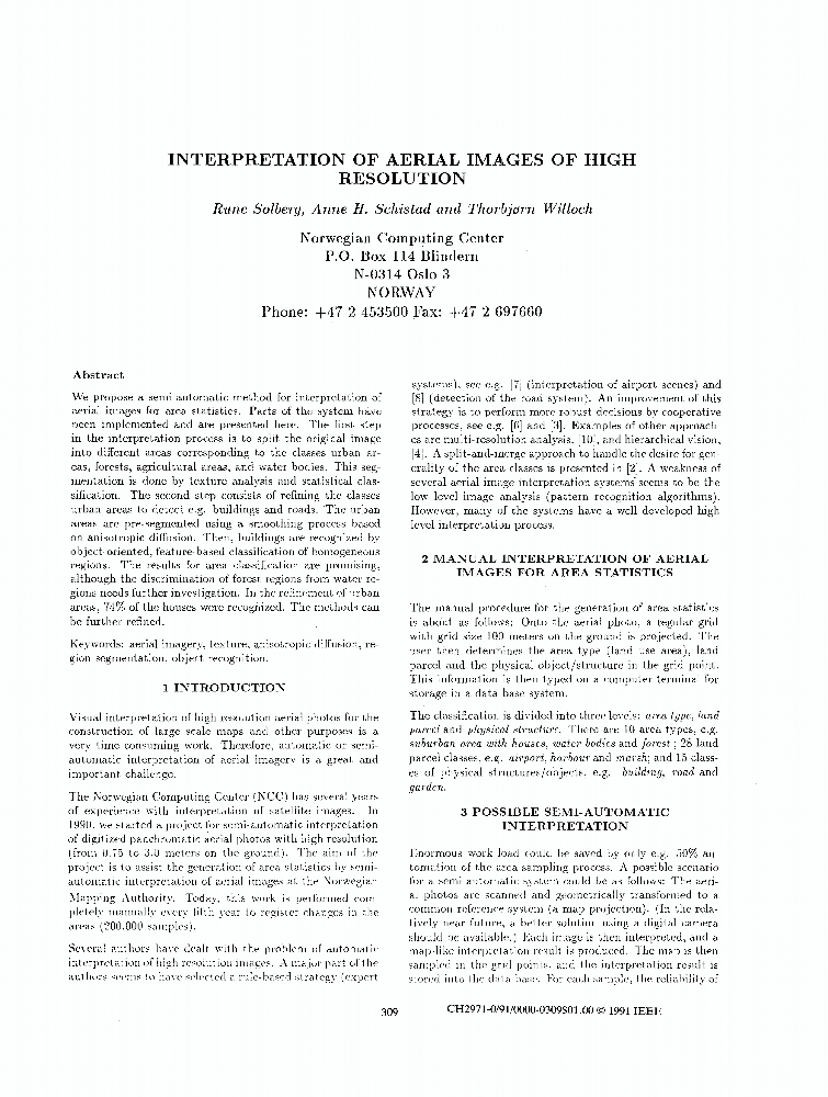 Interpretation Of Aerial Images Of High Resolution | IEEE Conference ...