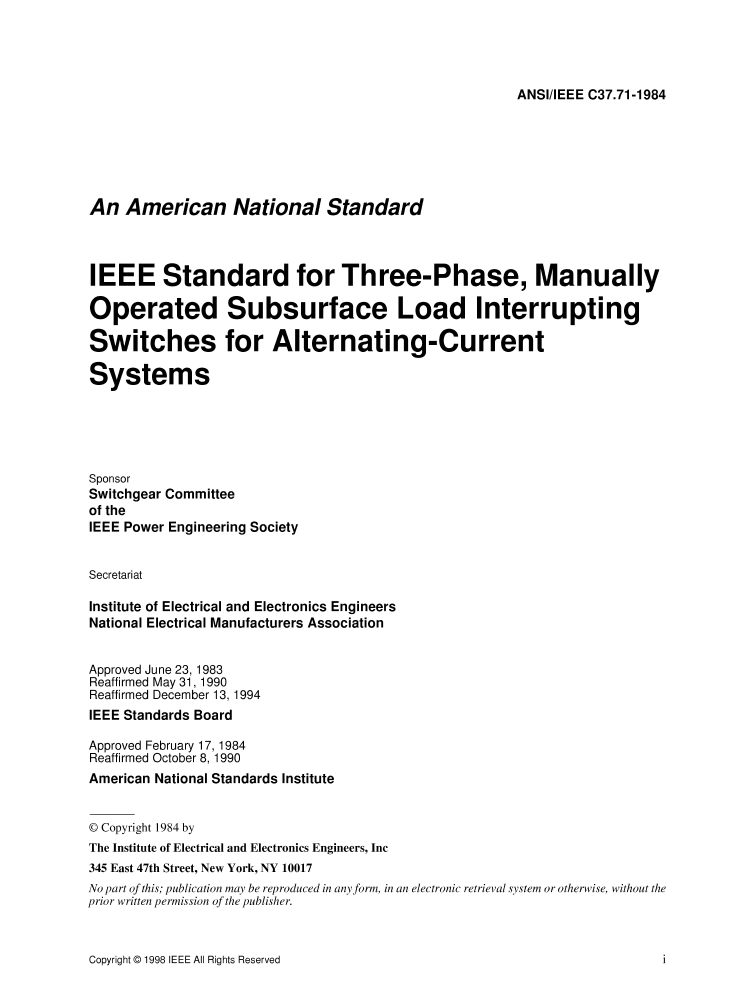 C37.71-1984 - IEEE Standard for Three-Phase, Manually Operated ...