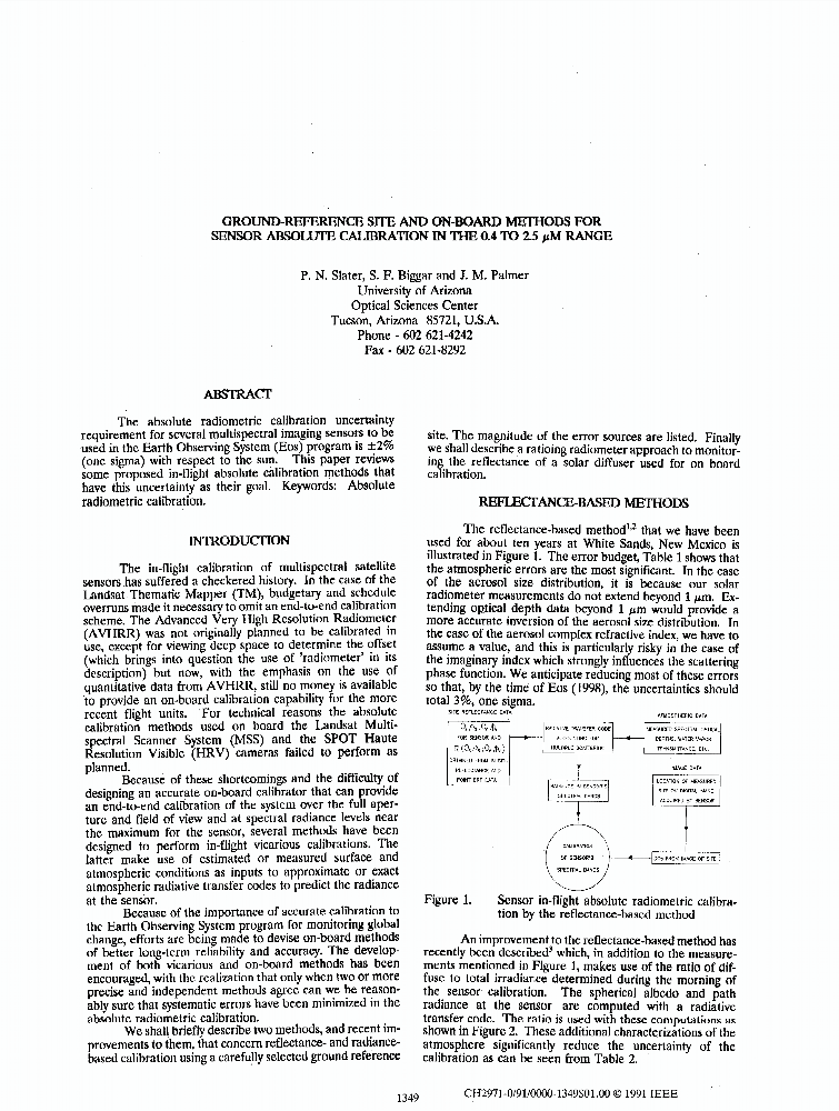 Ground-Reference Site and On-Board Methods for Sensor Absolute ...