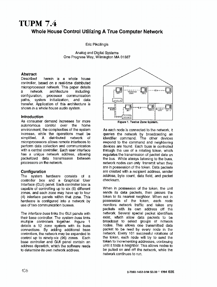 Whole House Control Utilizing a True Computer Network | IEEE Conference ...