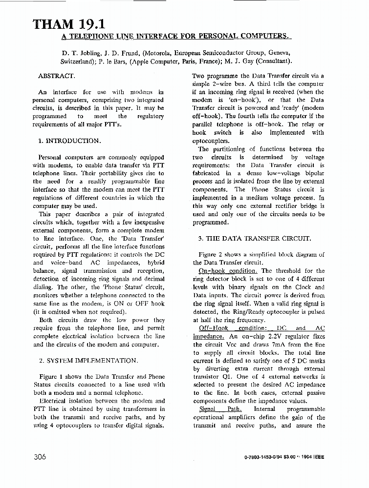 A Telephone Line Interface for Personal Computers | IEEE Conference ...