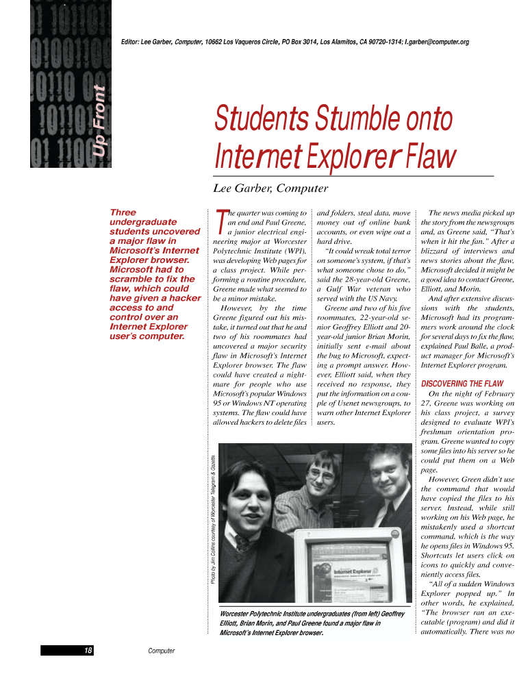 Students stumble onto internet explorer flaw | IEEE Journals & Magazine ...
