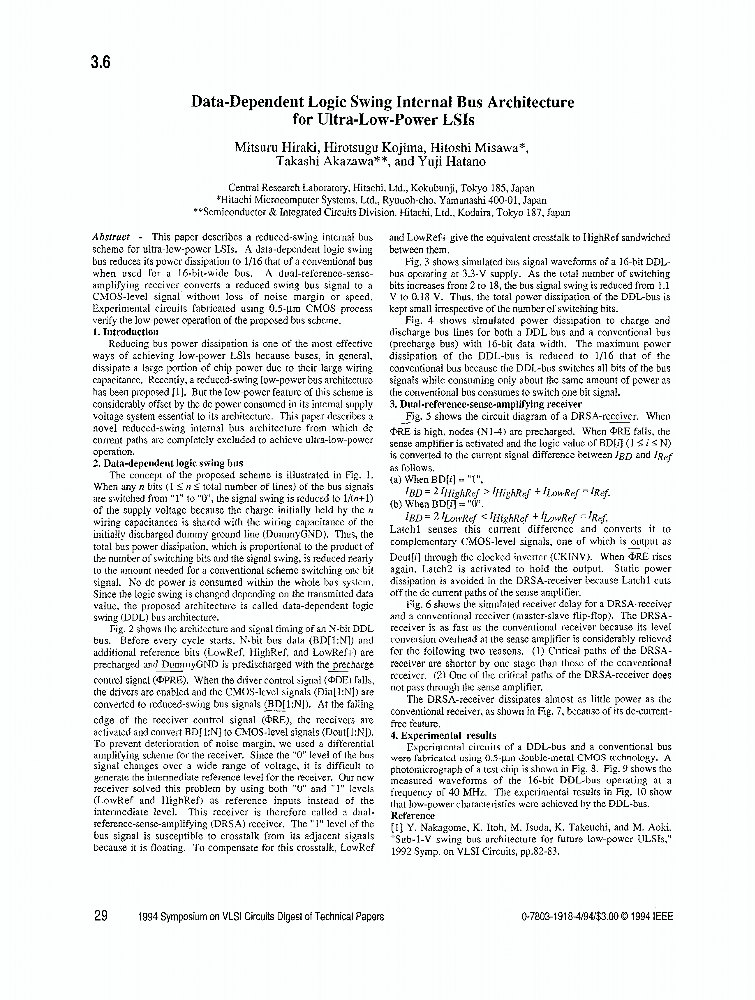 Data-Dependent Logic Swing Internal Bus Architecture for Ultra-Low ...