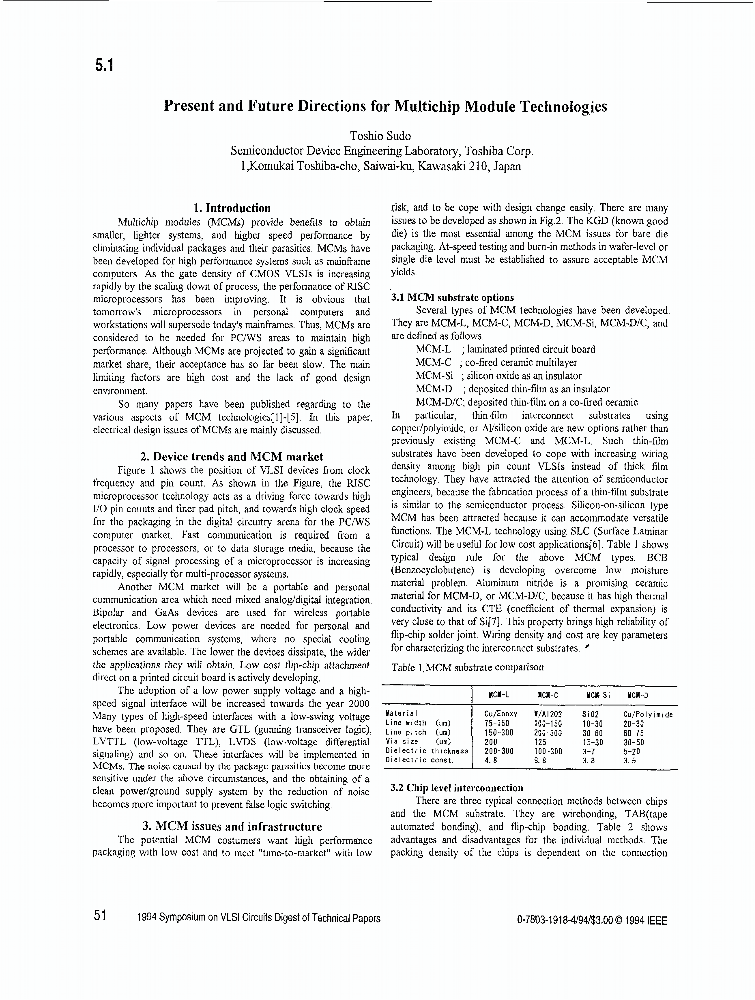 Present and Future Directions for Multichip Module Technologies | IEEE ...