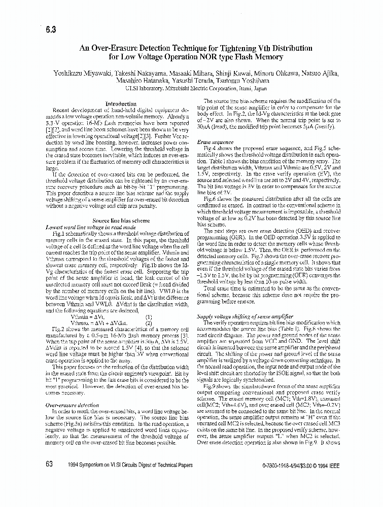An Over-Erasure Detection Technique for Tightening Vth Distribution for ...
