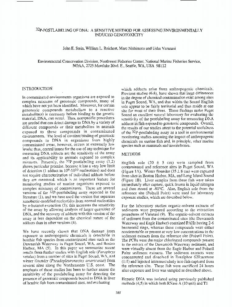 32p-Postlabeling Of DNA: A Sensitive Method For Assessing ...