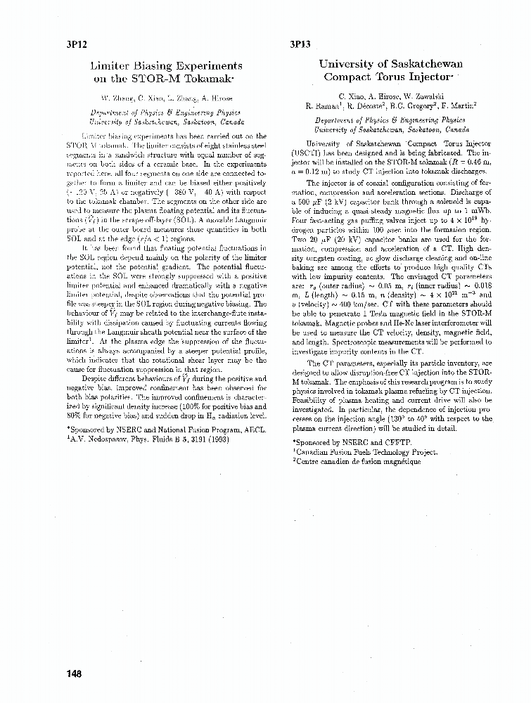 University Of Saskatchewan Compact Torus Injector | IEEE Conference ...