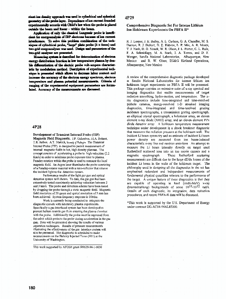 Development Of Transient Internal Probe (tip) Magnetic Field Diagnostic ...