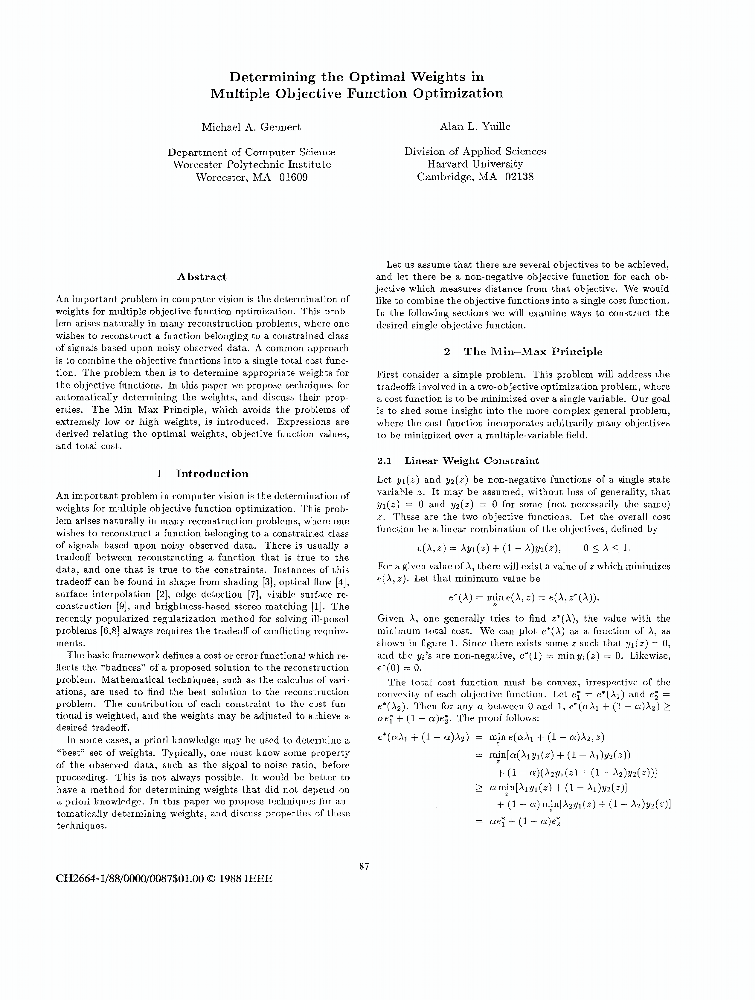 Determining The Optimal Weights In Multiple Objective Function Optimization | IEEE Conference ...