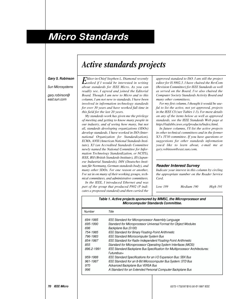 Active Standards Projects [Micro Standards] | IEEE Journals & Magazine ...
