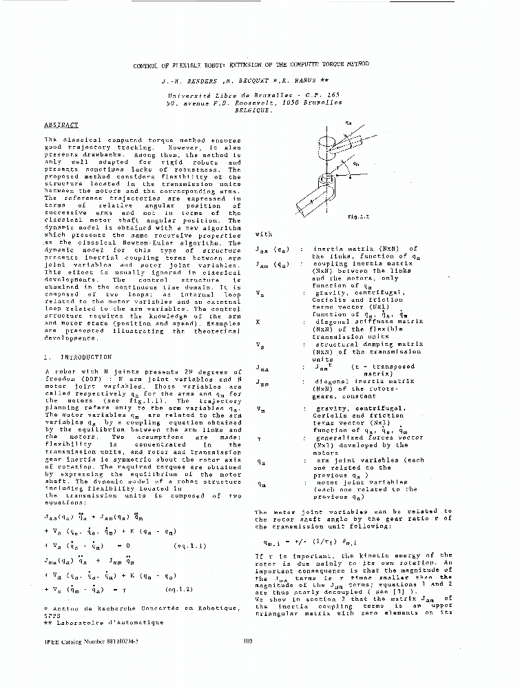 Control of Flexible Robot: Extension of the Computed Torque Method ...