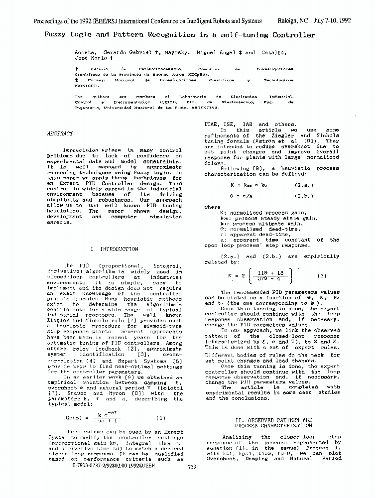 Fuzzy Logic And Pattern Recognition In A Self Tuning Controller Ieee Conference Publication