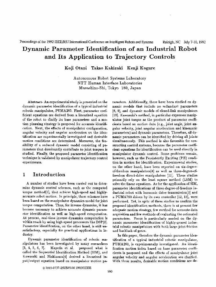 Dynamic Parameter Identification Of An Industrial Robot And Its Application To Trajectory