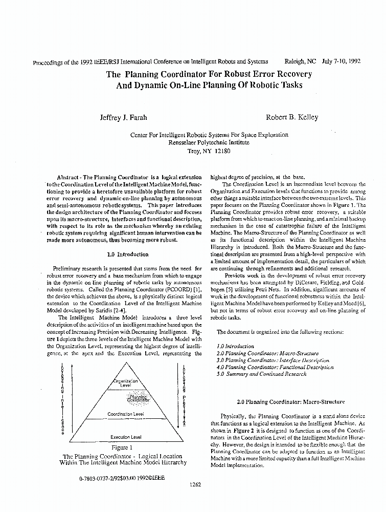 The Planning Coordinator For Robust Error Recovery And Dynamic On-line Planning Of Robotic Tasks ...