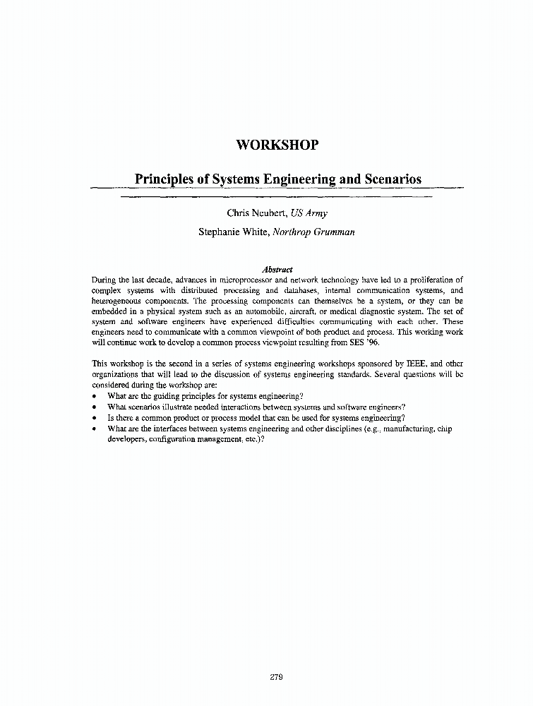 Principles Of Systems Engineering And Scenarios | IEEE Conference ...