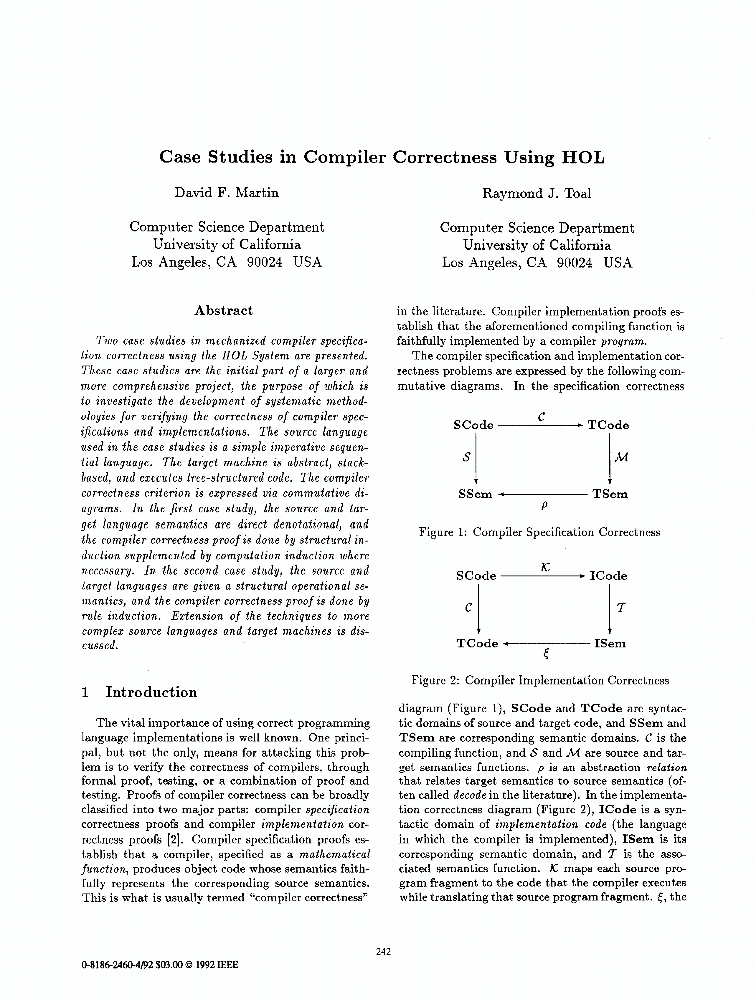 Case Studies In Compiler Correctness Using HOL | IEEE Conference ...