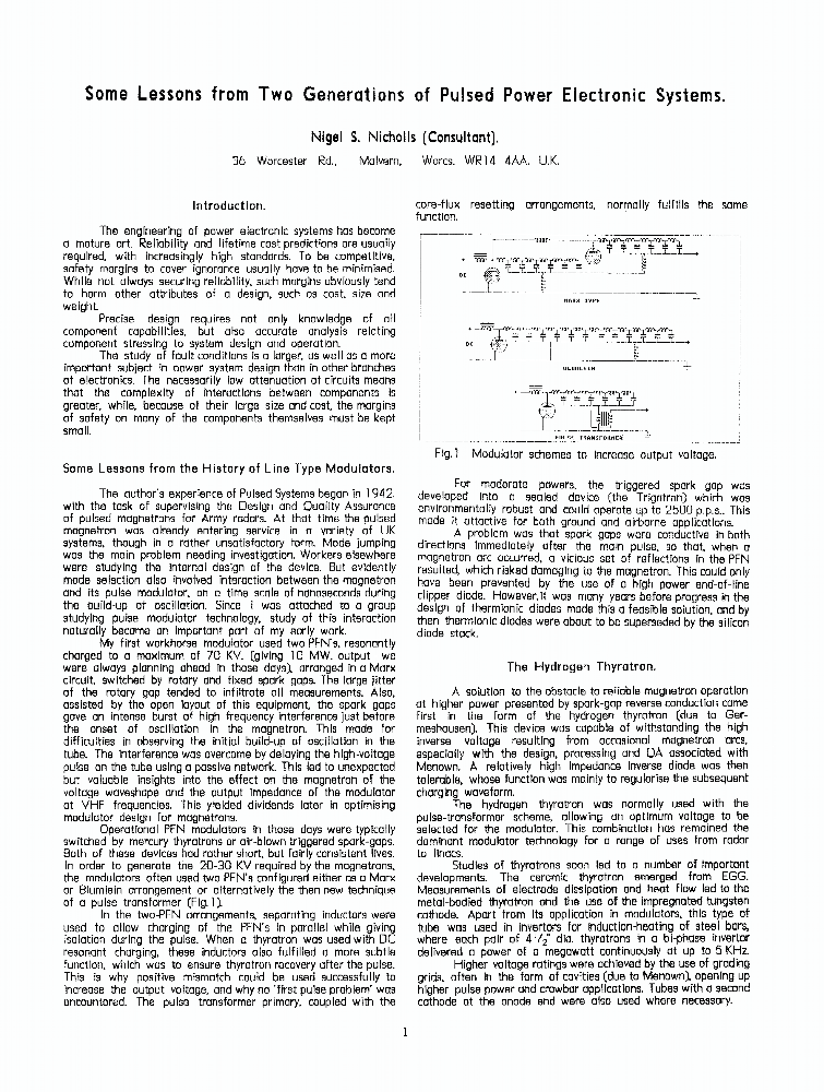 Some Lessons From Two Generations Of Pulsed Power Electronic Systems ...
