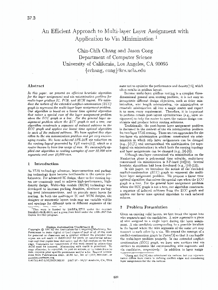 An Efficient Approach To Multi-layer Layer Assignment With Application To Via Minimization ...