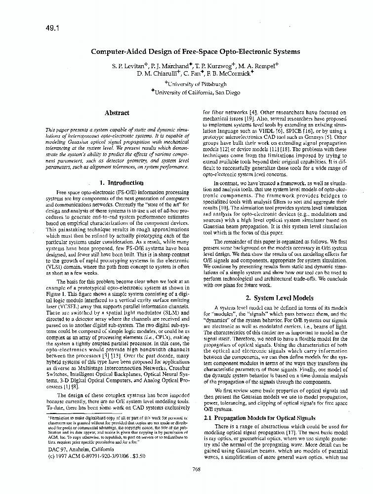 Computer-aided Design Of Free-space Opto-electronic Systems | IEEE ...
