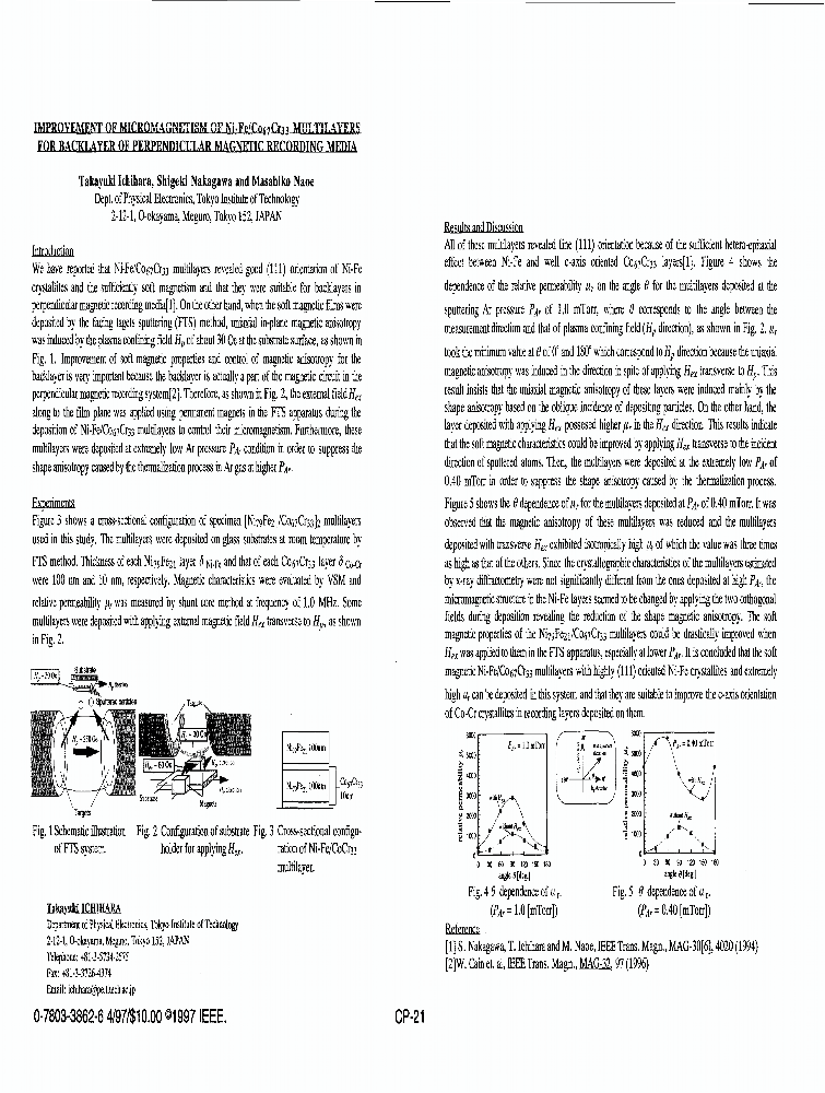 Improvement Of Micromagnetism Of Ni-Fe/Co/sub 67/Cr/sub 33/ Multilayers for Backlayer of ...