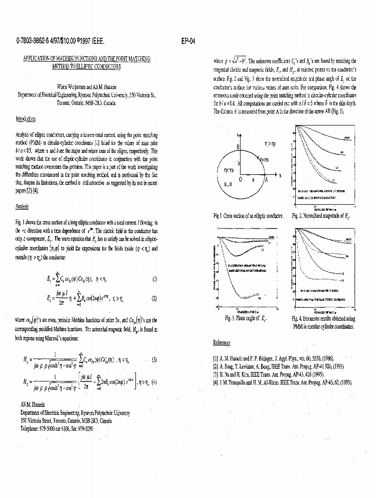 Application Of Mathieu functions And The Point Matching Method To ...