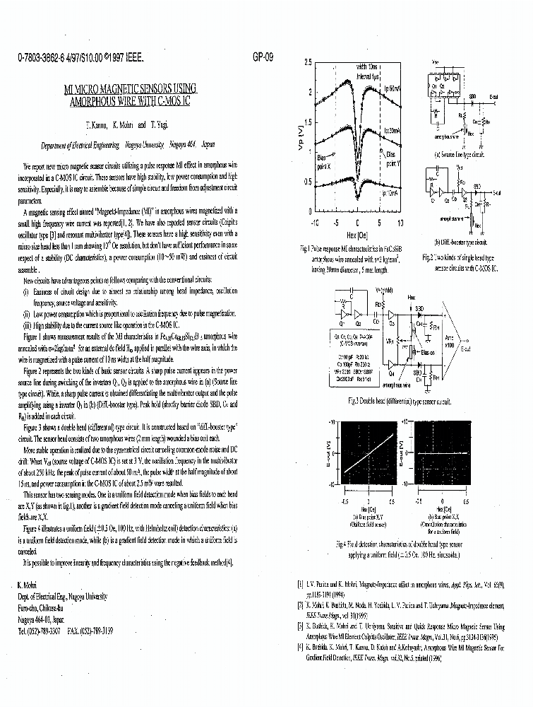 MI Micro Magnetic Sensors Using Amorphous Wire With C-MOS IC | IEEE ...