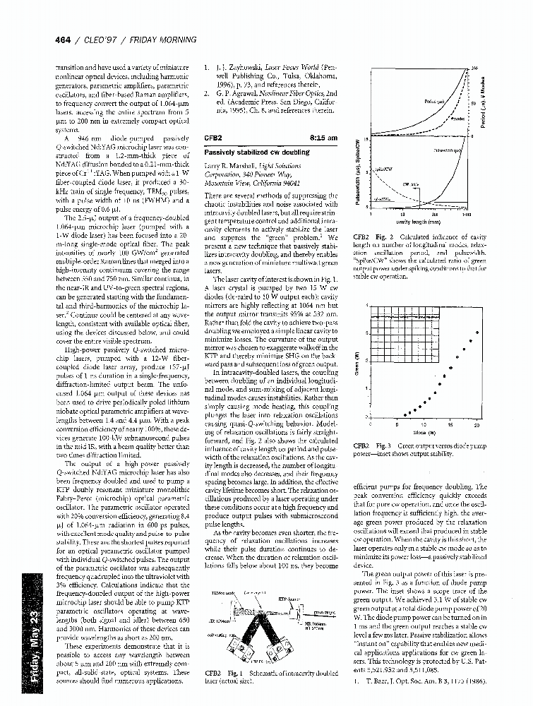 Passively stabilized cw doubling | IEEE Conference Publication | IEEE ...