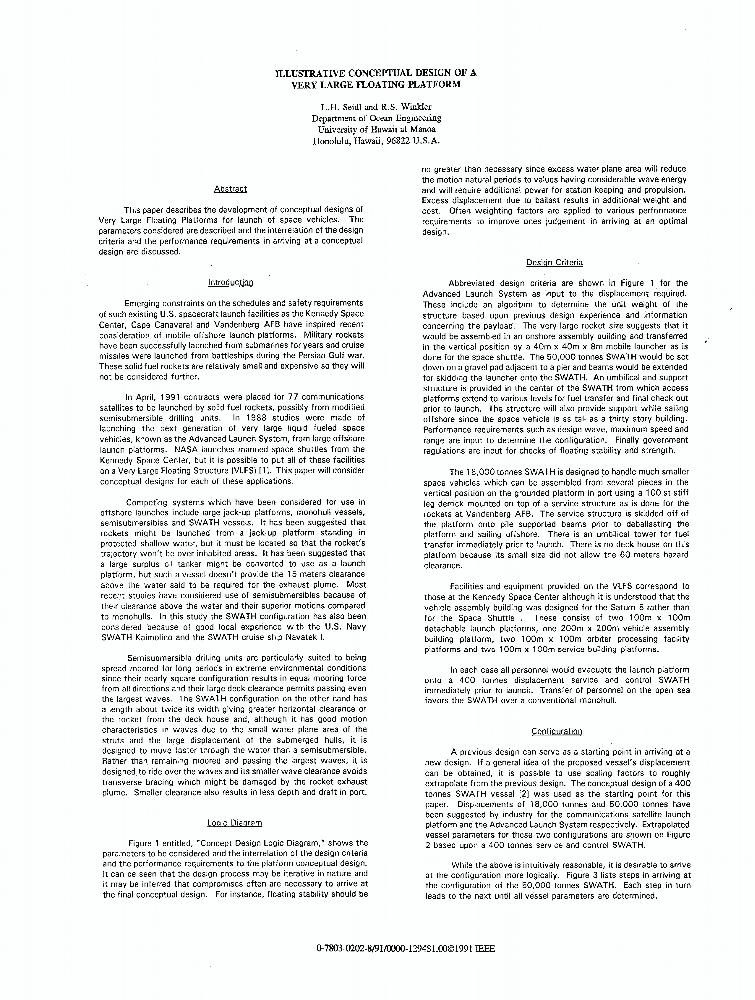 Illustrative Conceptual Design Of A Very Large Floating Platform | IEEE ...