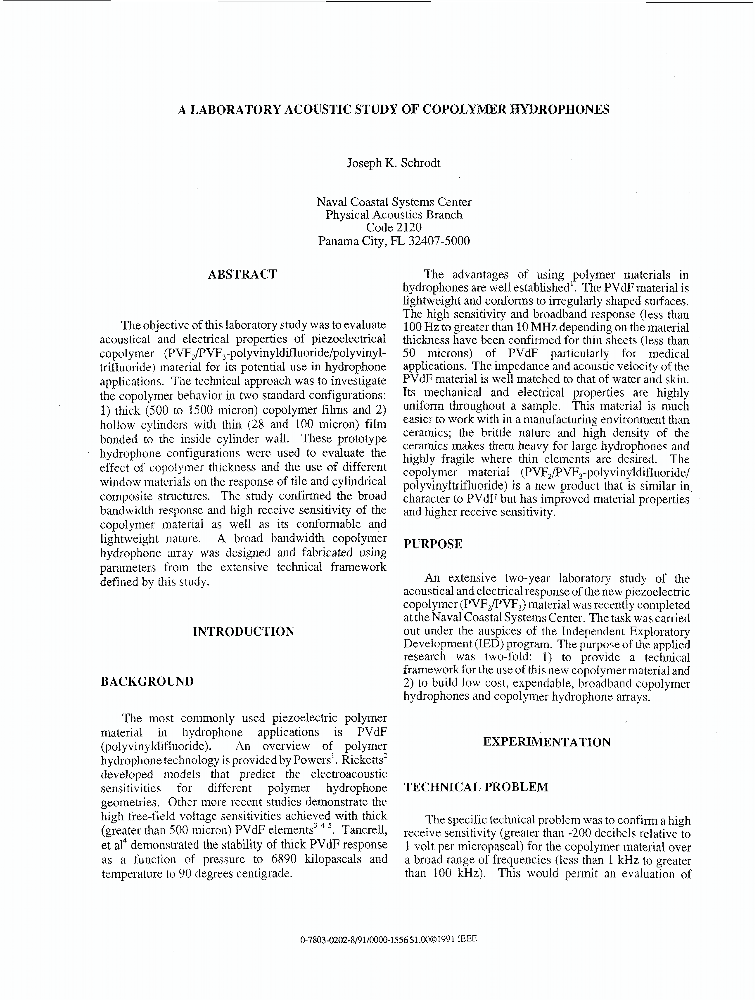 A Laboratory Acoustic Study Of Copolymer Hydrophores | IEEE Conference ...