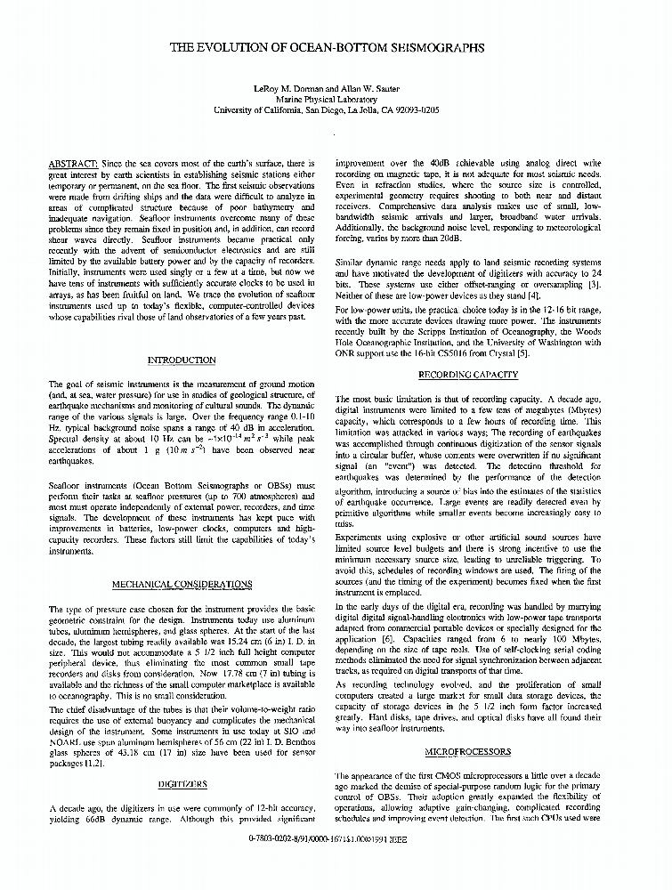 The Evolution Of Ocean Bottom Seismographs Ieee Conference Publication Ieee Xplore