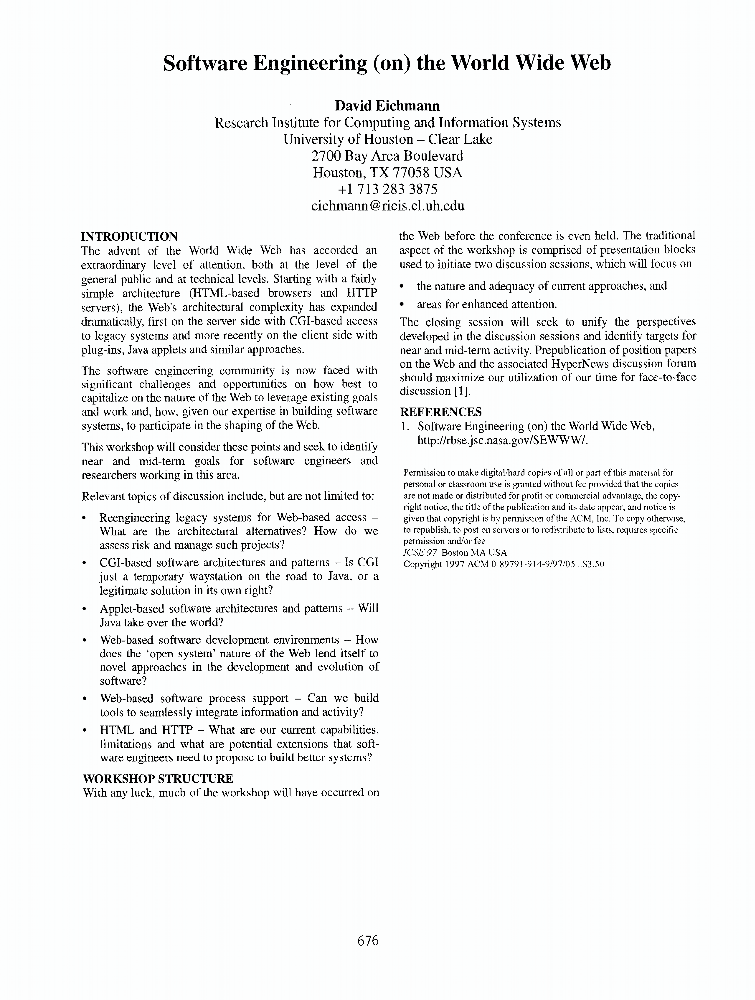 Software Engineering (on) the World Wide Web | IEEE Conference ...