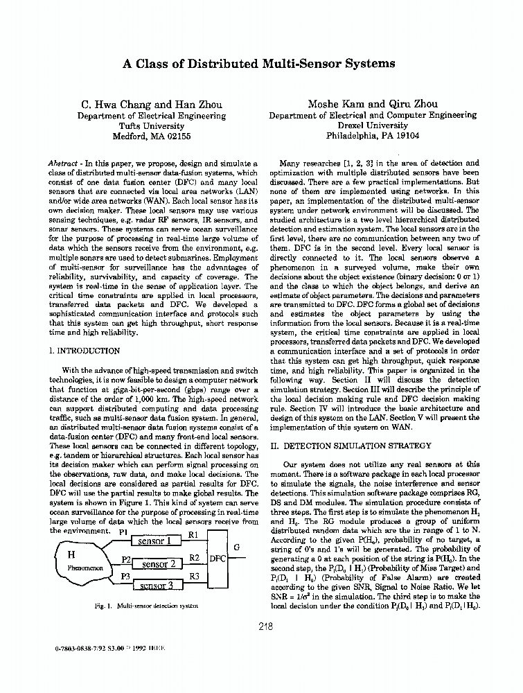 A Class Of Distributed Multi Sensor Systems Ieee Conference Publication Ieee Xplore