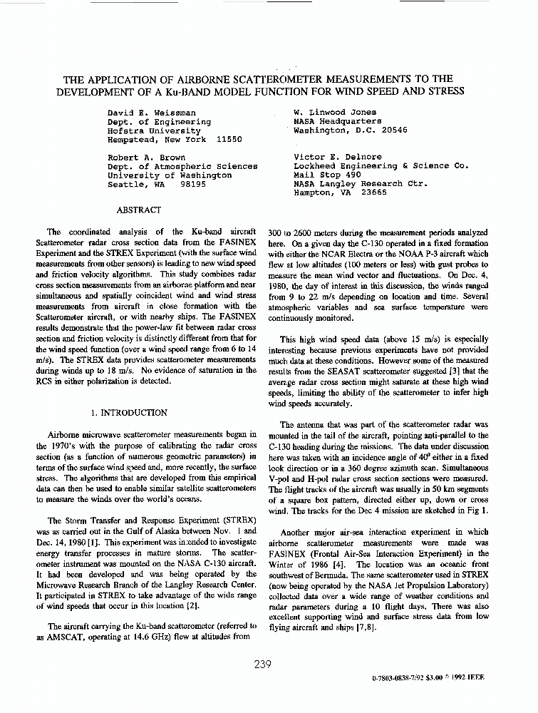The Application Of Airborne Scatterometer Measurements To The ...