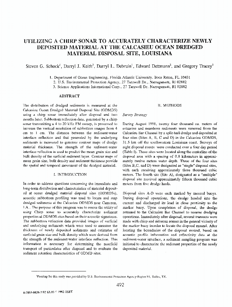 Utilizing A Chirp Sonar To Accurately Characterize Newly Deposited ...
