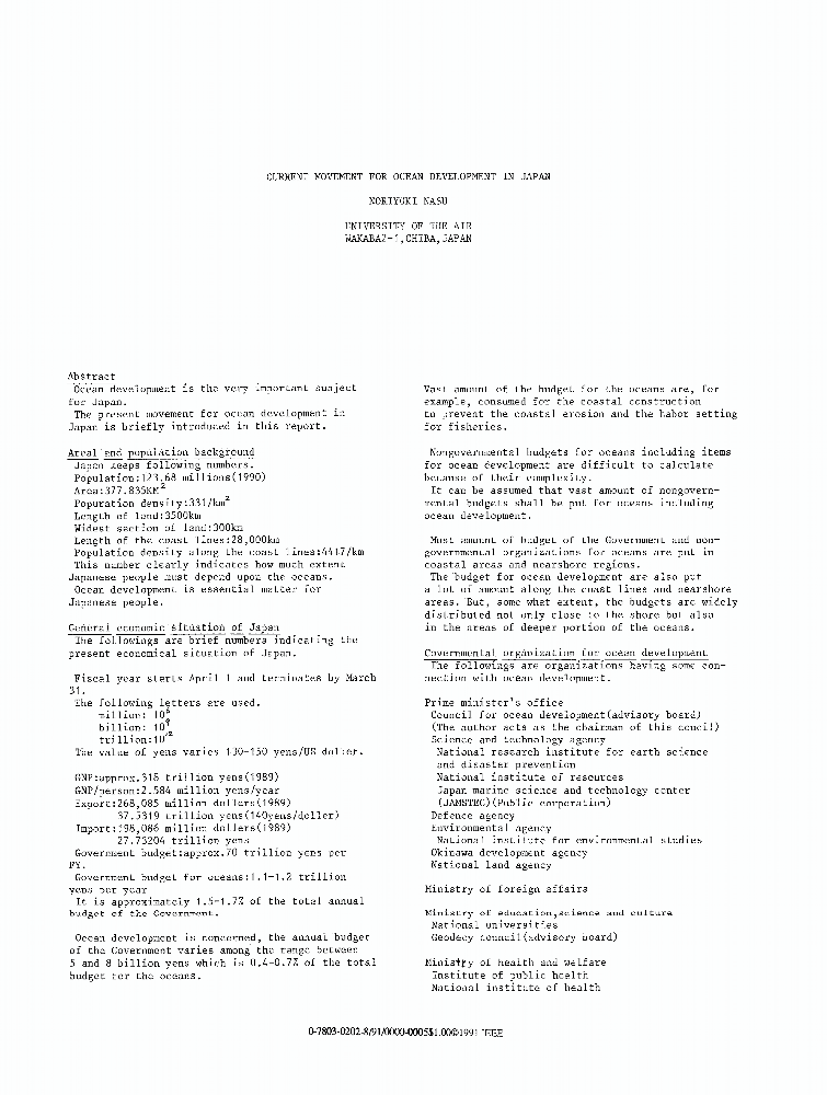 Current Movement For Ocean Development In Japan | IEEE Conference ...