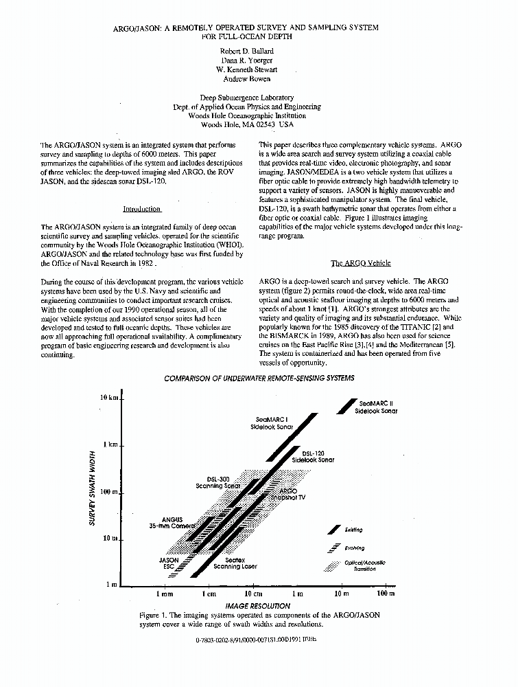 Argo/Jason A Remotely Operated Survey And Sampling System For Full ...