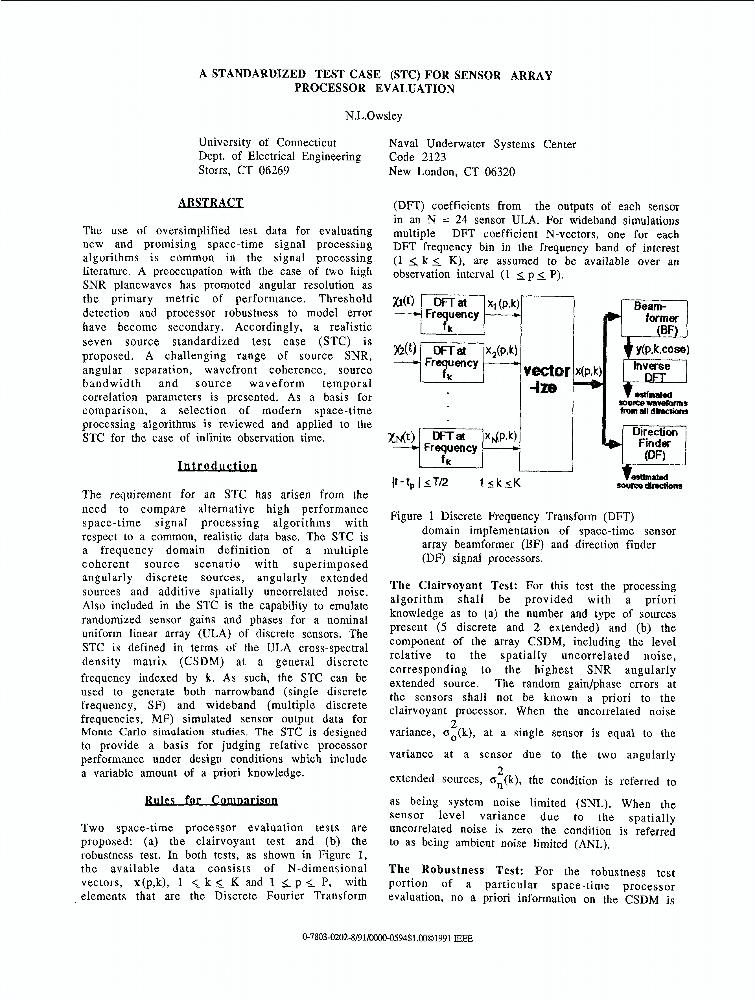 A Standardized Test Case (STC) For Sensor Array Processor Evaluation ...