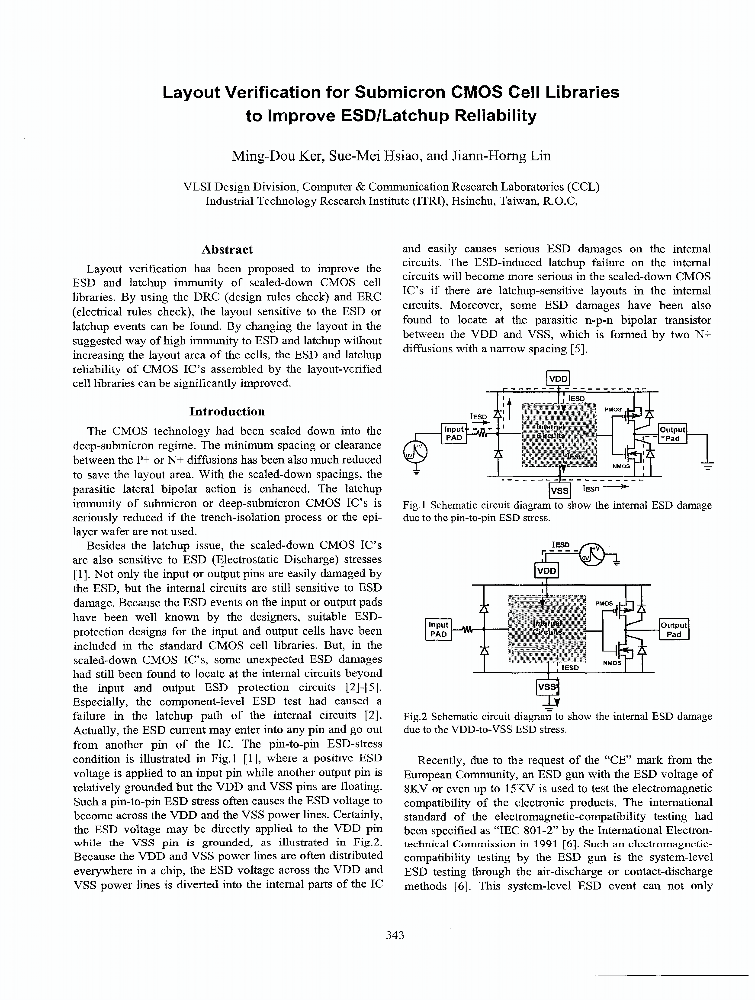 Layout Verification For Submicron Cmos Cell Libraries To Improve Esdlatchup Reliability Ieee