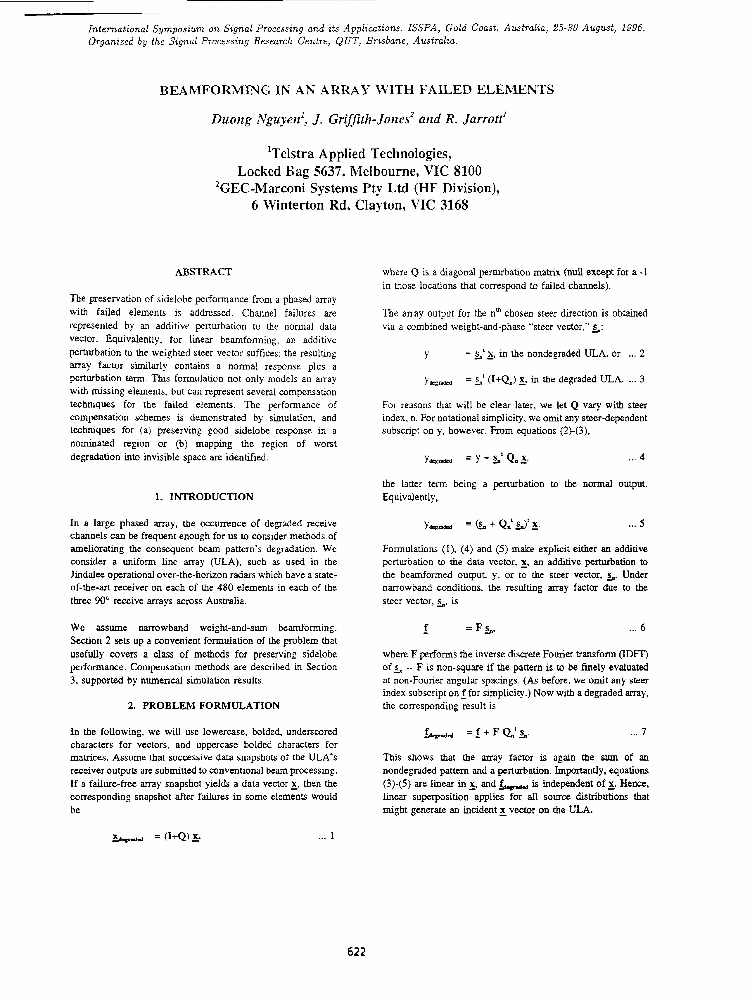 Beamforming in an Array with Failed Elements | IEEE Conference Publication | IEEE Xplore