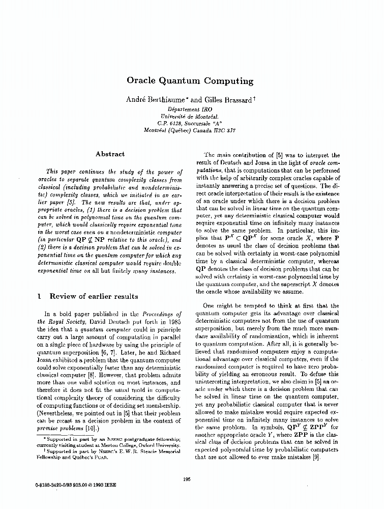 Oracle Quantum Computing | IEEE Conference Publication | IEEE Xplore