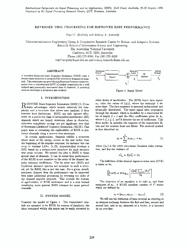 Reversed Time Processing For Improved Rsse Performance Ieee