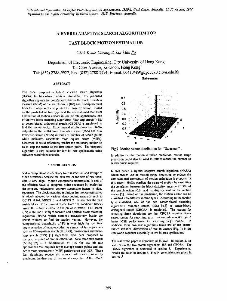 A Hybrid Adaptive Search Algorithm for Fast Block Motion Estimation | IEEE Conference ...