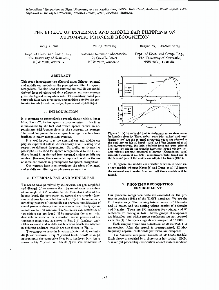 The Effect of External and Middle Ear Filtering on Automatic Phoneme ...