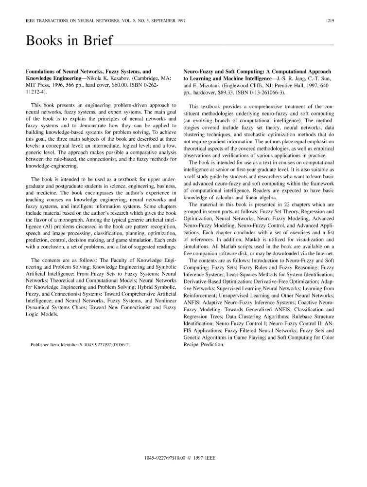 Neuro-fuzzy And Soft Computing: A Computational Approach To Learning And Machine Intelligence ...