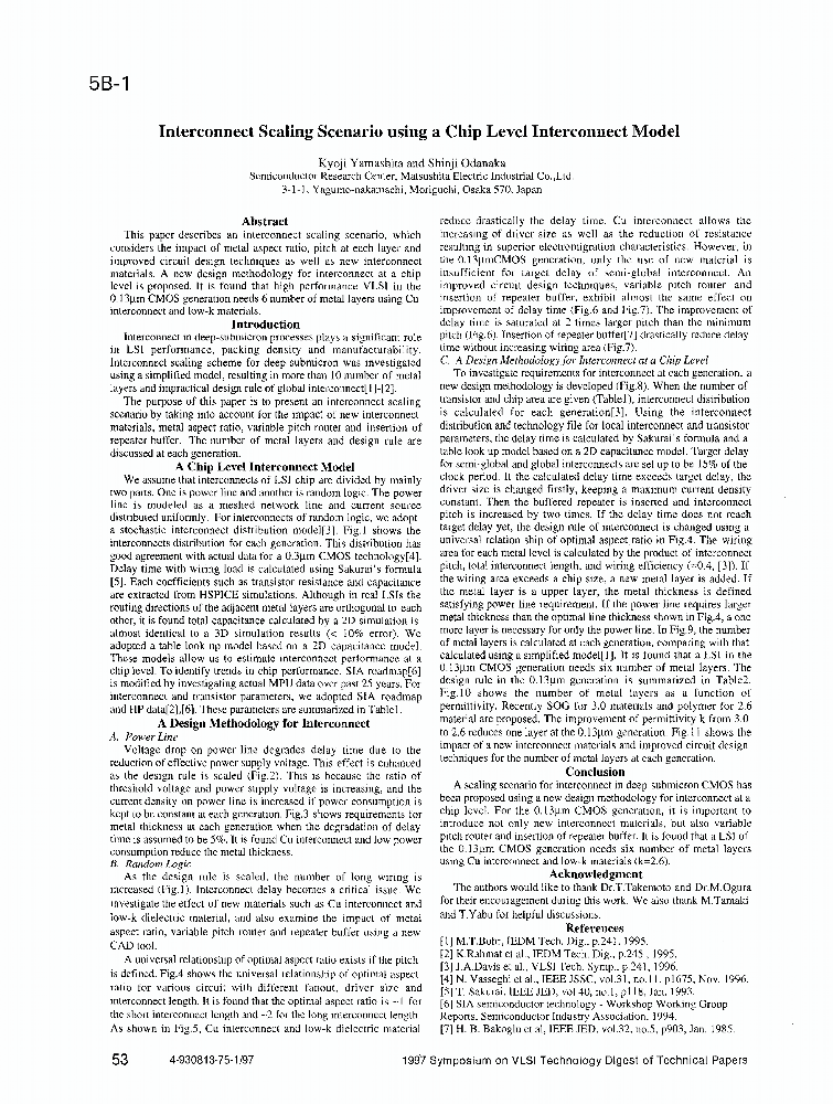 Interconnect Scaling Scenario Using A Chip Level Interconnect Model Ieee Conference