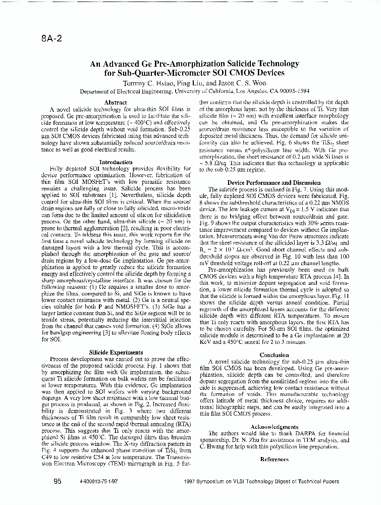 An Advanced Ge Pre-amorphization Salicide Technology For Sub-quarter ...