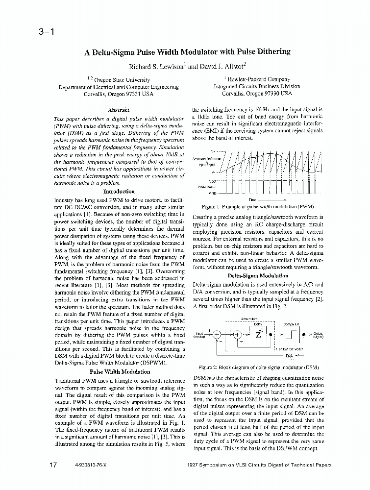 A Delta-sigma Pulse Width Modulator With Pulse Dithering | IEEE ...