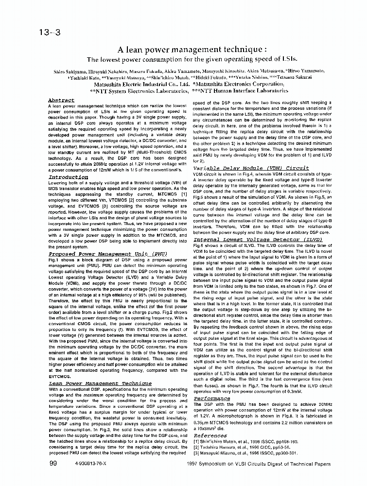 A Lean Power Management Technique The Lowest Power Consumption For The Given Operating Speed Of